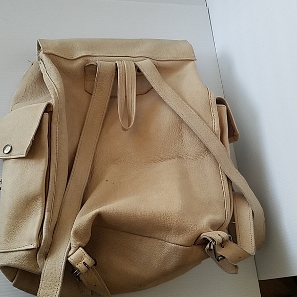 Bags | Ivory Leather Backpack | Poshmark